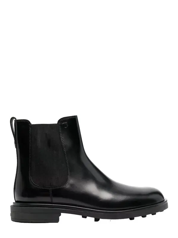 TOD'S Elasticated Leather Ankle Boots - Black