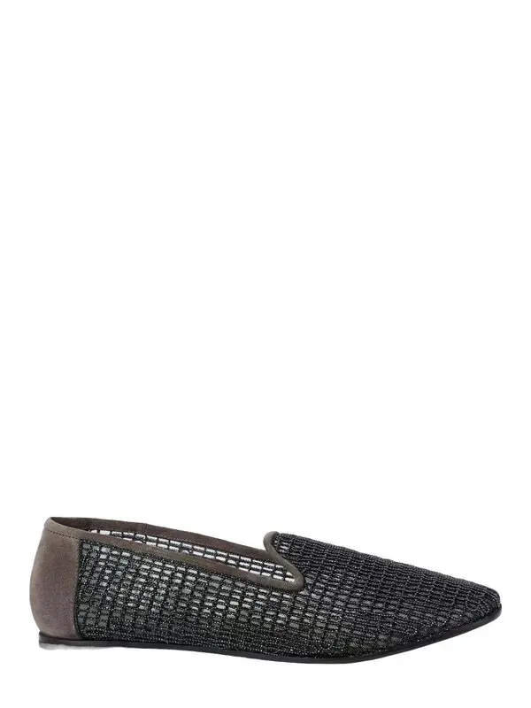 Brunello Cucinelli Monili Embroidered Net Loafers - Brown