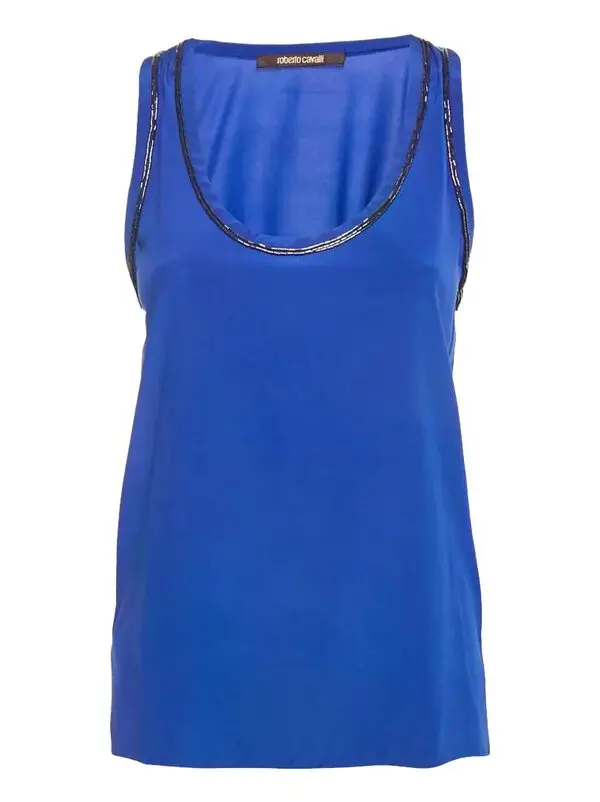 Roberto Cavalli Beaded Silk Top - Blue