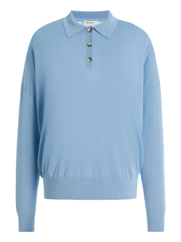 Renggli Silk Cashmere Boxy Polo - Blue