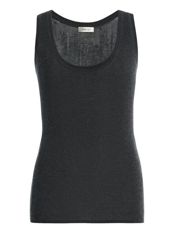 Renggli Ribbed Scoop Neck Tank - Black