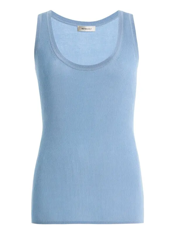Renggli Ribbed Scoop Neck Tank - Blue