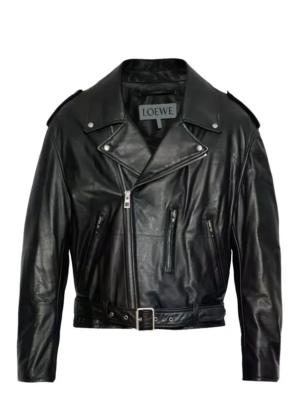 Loewe Belted Leather Jacket - Black