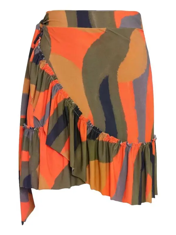 LYGIA & NANNY Laurita Ruffled Print Skirt - Orange