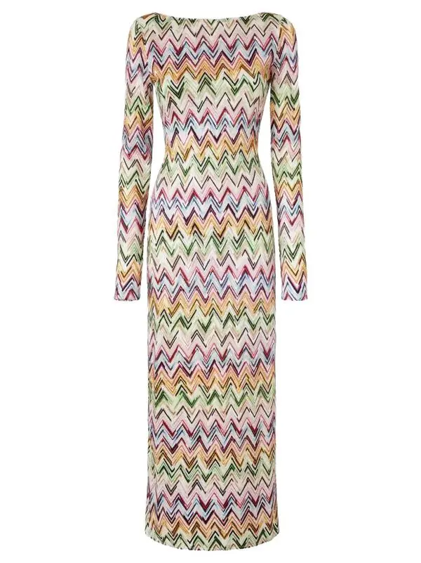Missoni Zigzag Long-sleeve Beach Dress - Neutrals