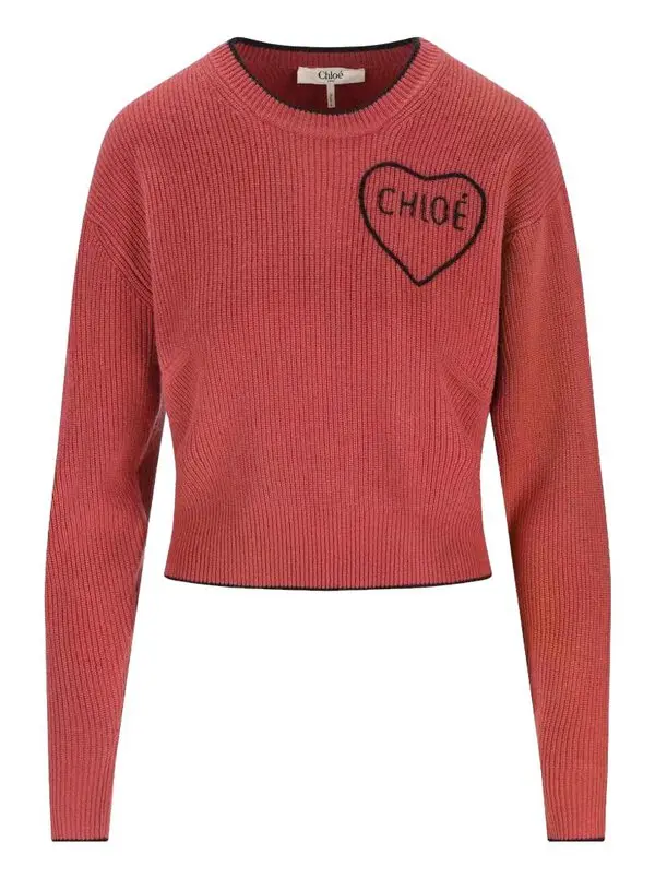 Chloé Heart Knitted Jumper - Red