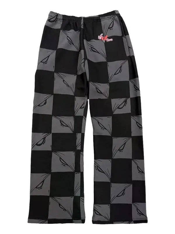 ANTI PROMO Checkered /grey Track Pants - Black