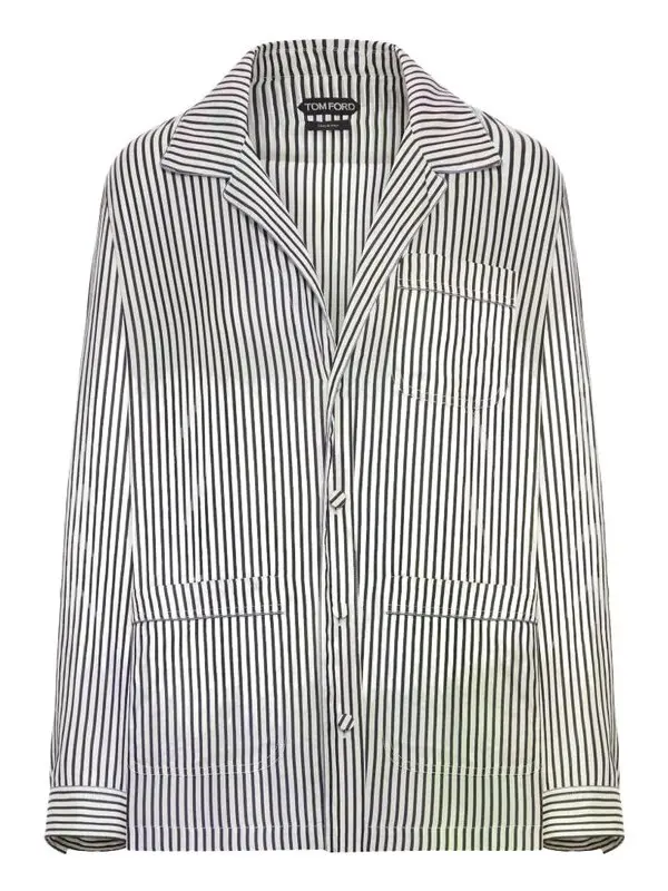 TOM FORD Striped Pyjama Shirt - White