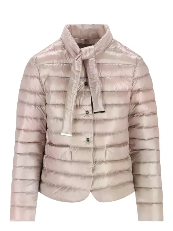 Herno Tie-detailed Puffer Coat - Neutrals