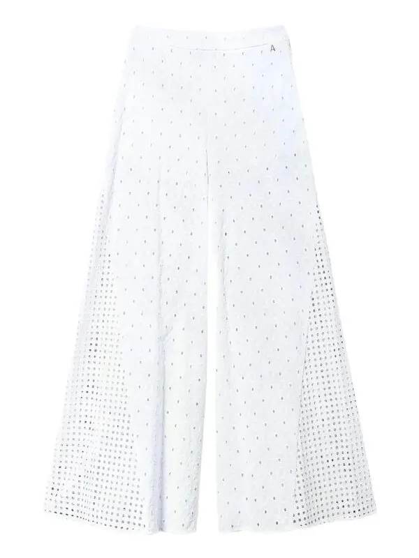 TWINSET Broderie Anglaise Palazzo Trousers - White
