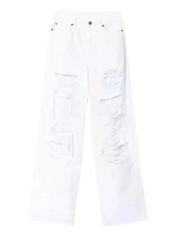 TWINSET Distressed Wide-leg Jeans - White