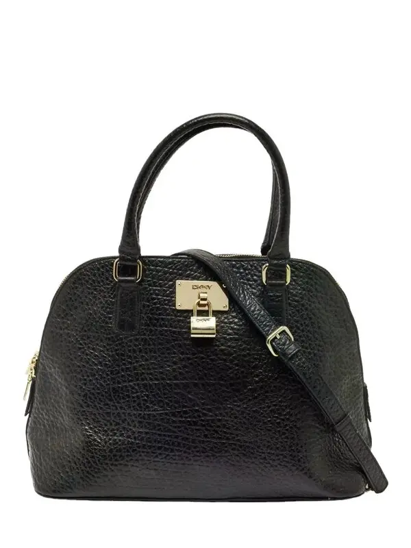 Dkny Dome Padlock Leather Tote Bag - Black