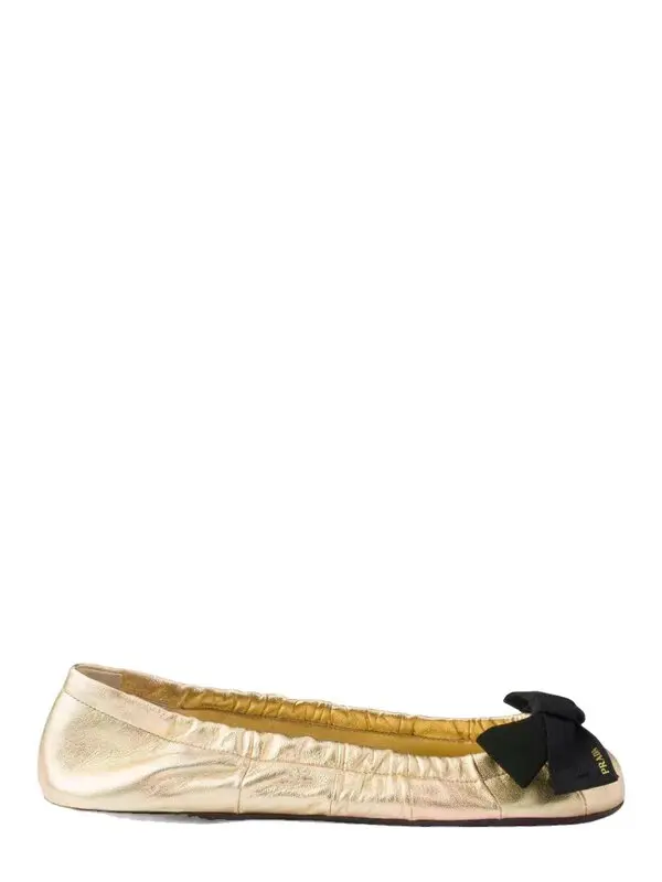 Prada Leather Ballet Flats - Gold