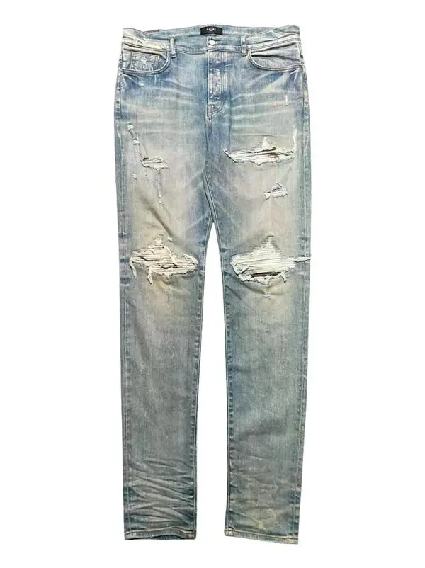 Amiri Mx1 Marble-patch Clay Indigo Jeans - Blue