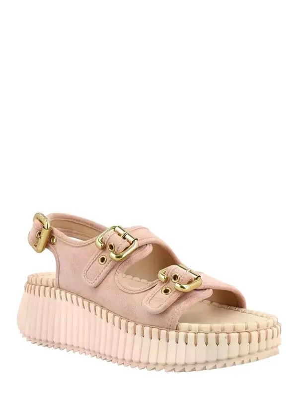 Chloé Buckle Platform Sandals - Pink