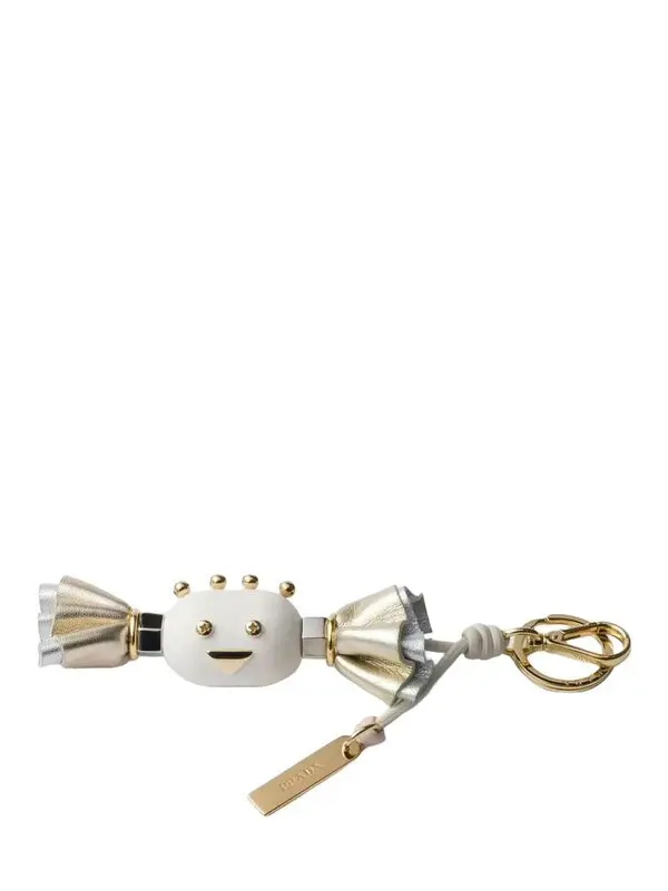 Prada Candy Plexiglas And Leather Key Ring Charm - White