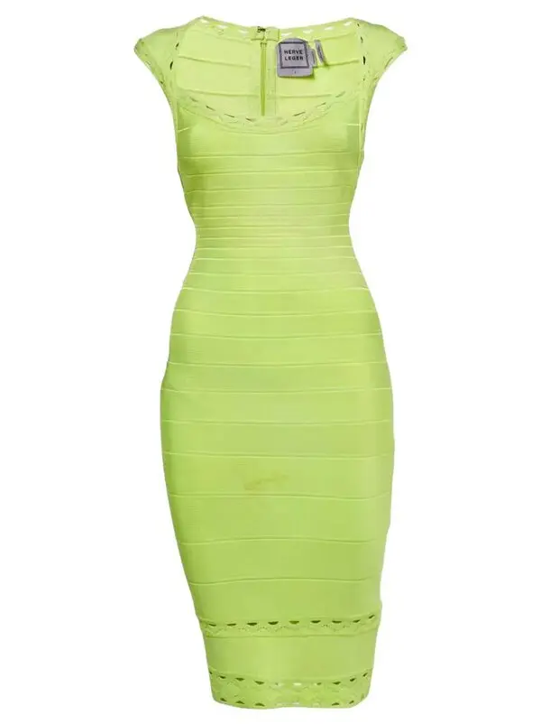 Herve Leger Knitted Midi Dress - Green