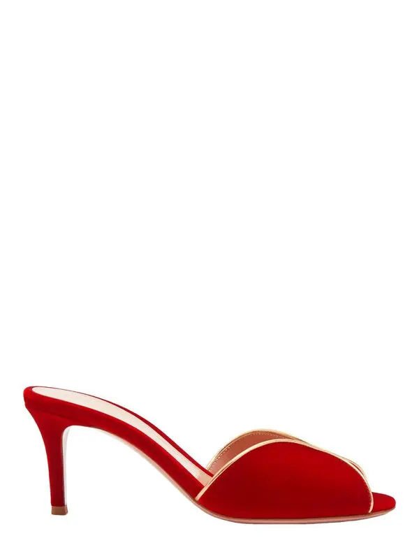 GIANVITO ROSSI Metallic-trim Velvet Mules - Red