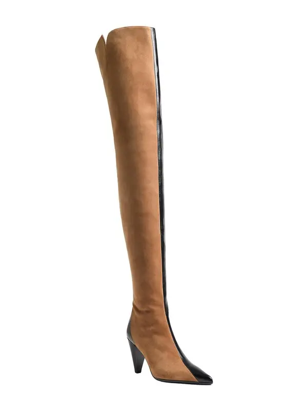 Khaite Harvey Suede Over-the-knee Boots - Black,white