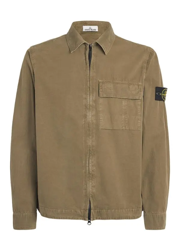 Stone Island Organic Cotton Canvas Jacket - Green