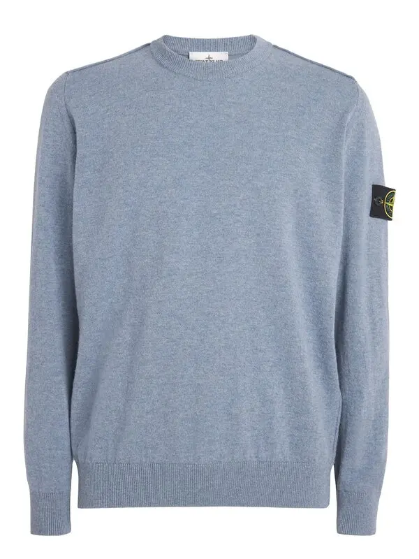 Stone Island Virgin Wool Compass Sweater - Blue