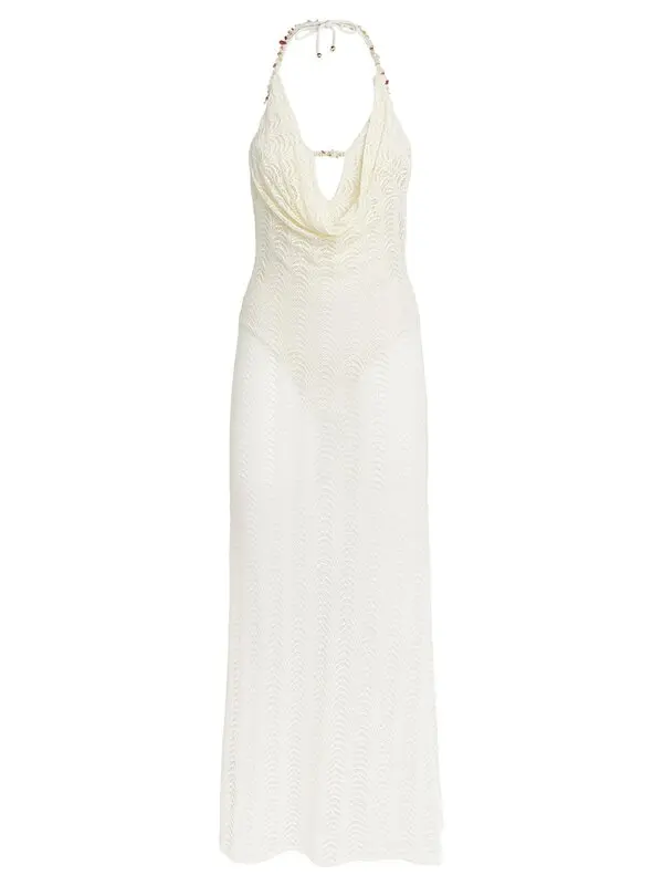 PatBO Wave Mesh Midi Dress - Ivory