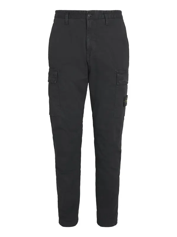 Stone Island Stretch-cotton Cargo Trousers - Black