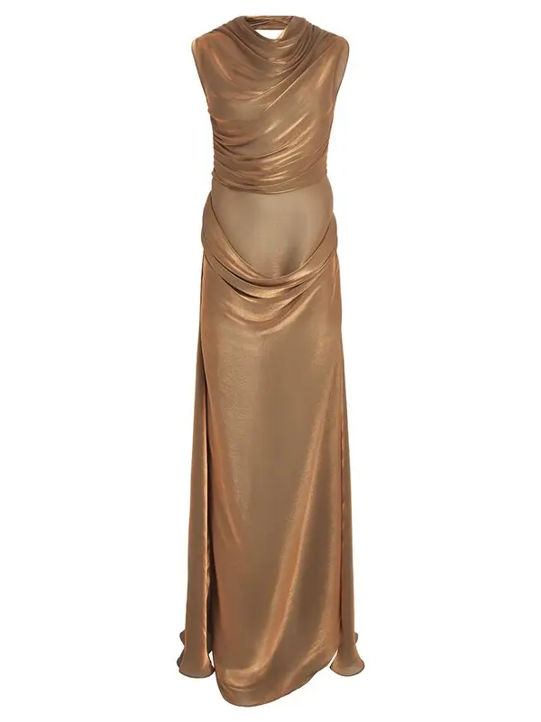 SANDRA MANSOUR Charmeuse Tension Douce Gown - Brown