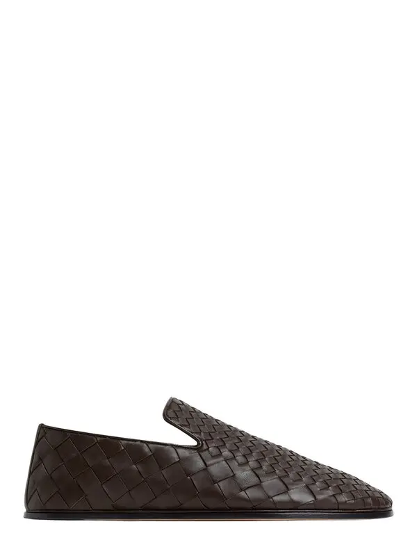 Bottega Veneta Leather Intrecciato Weave Sunday Loafers - Brown