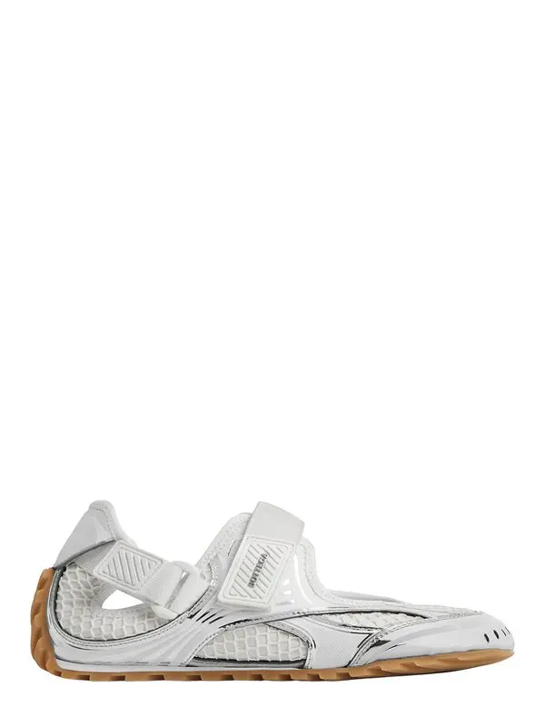 Bottega Veneta Fabric And Faux Leather Mary Jane Sneakers - Silver