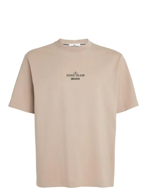 Stone Island Cotton Archivio Logo T-shirt - Beige