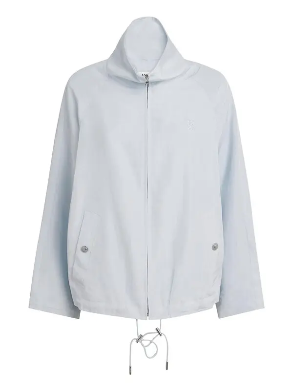 Sandro Embroidered Funnel-neck Jacket - Blue