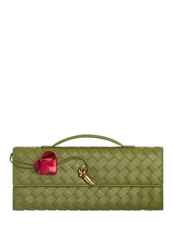 Bottega Veneta Andiamo Intrecciato Leather Clutch - Neutral