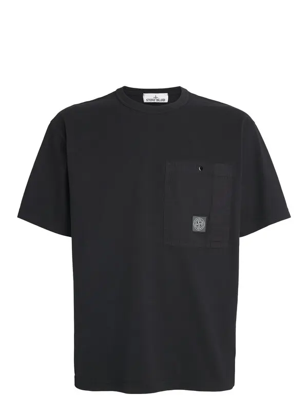 Stone Island Cotton Logo-pocket T-shirt - Black