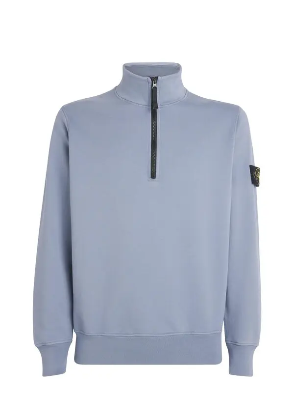 Stone Island Cotton Half-zip Compass Sweatshirt - Blue