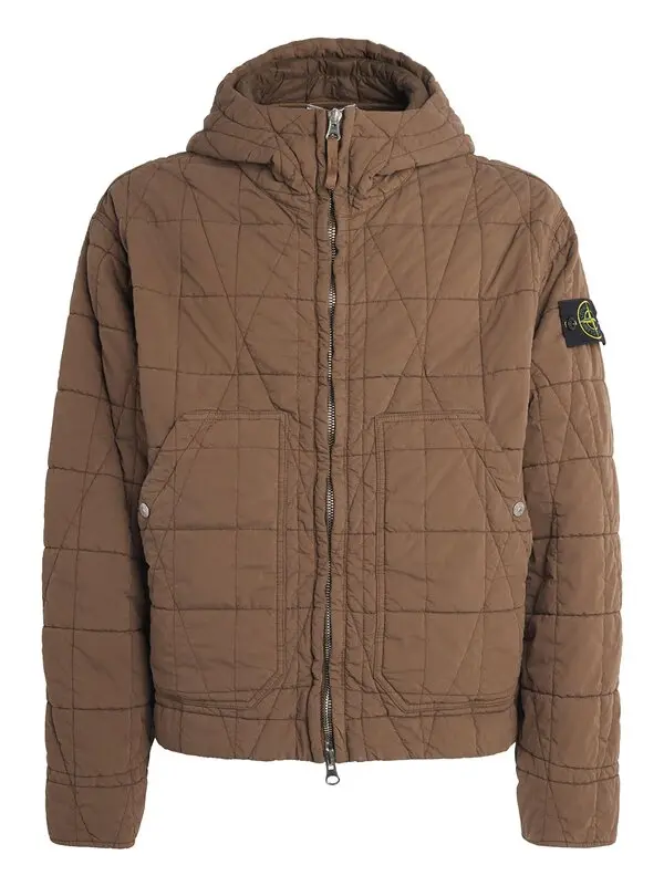 Stone Island Cotton-blend Quilted Jacket - Brown
