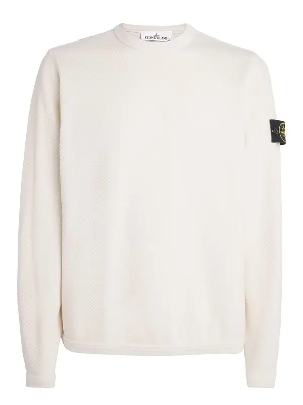 Stone Island Cotton Compass Crewneck Sweater - Ivory