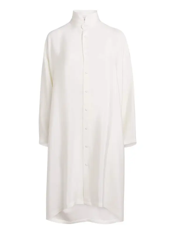 Eskandar Silk Longline Shirt - White