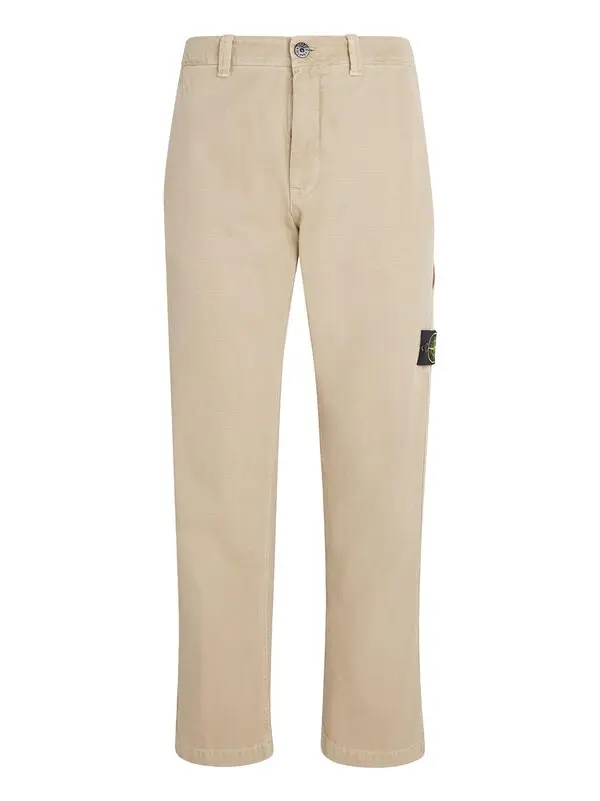 Stone Island Cotton Compass Carpenter Trousers - Beige