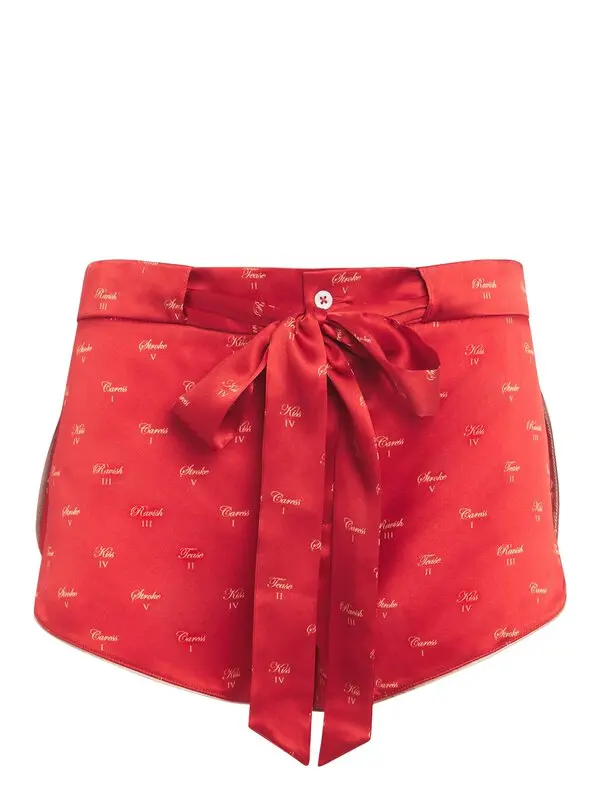 Kiki De Montparnasse Silk Kiss Print Shorts - Red