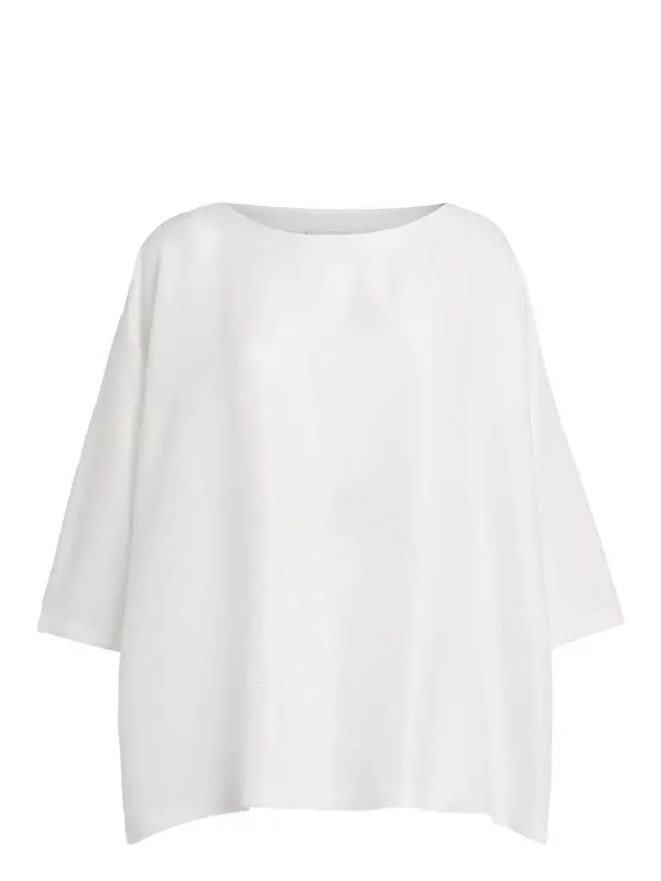 Eskandar Silk Plissé Scoop-neck Top - White