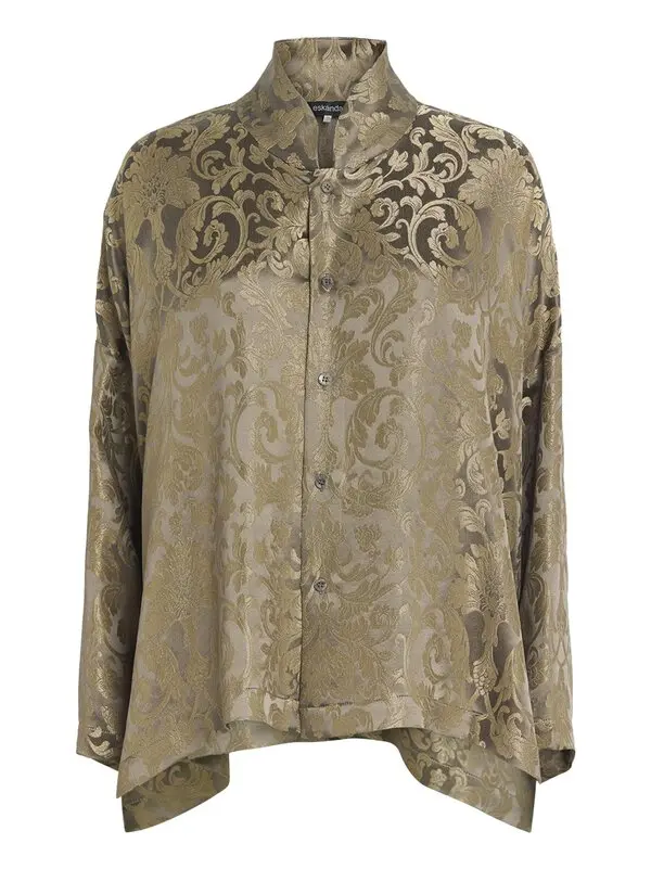 Eskandar Metallic Jacquard Shirt - Green