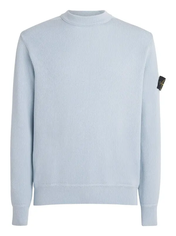 Stone Island Cotton Rib-knit Compass Sweater - Blue