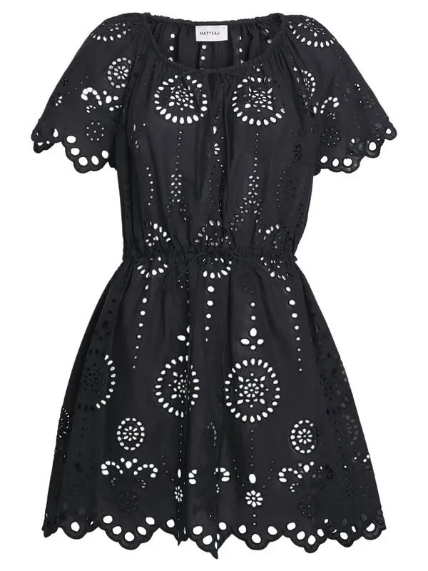 Matteau Cotton Broderie Anglaise Mini Dress - Black