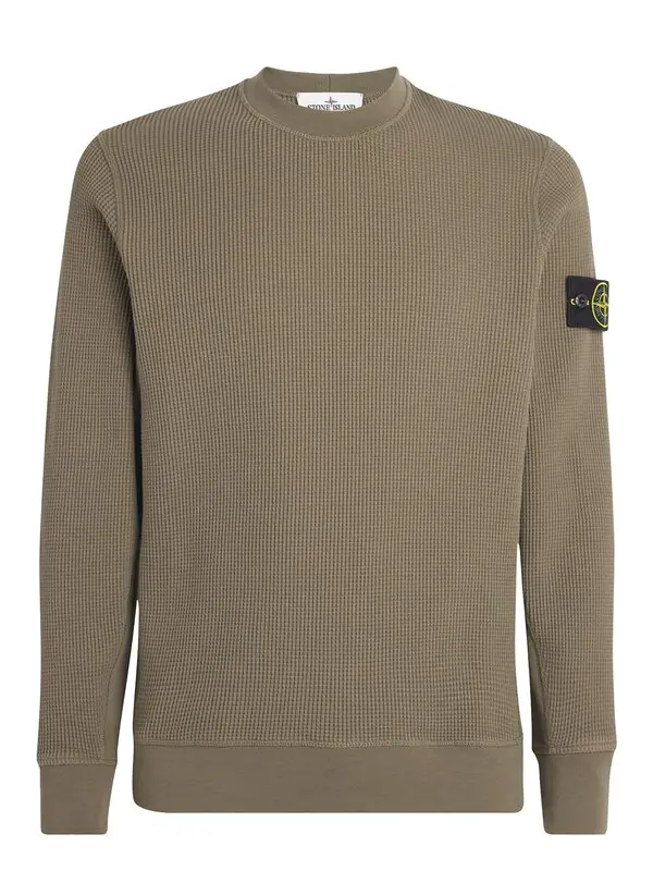 Stone Island Cotton Waffle-knit Crew-neck Sweater - Green