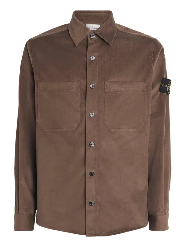 Stone Island Cotton Corduroy Compass Overshirt - Brown