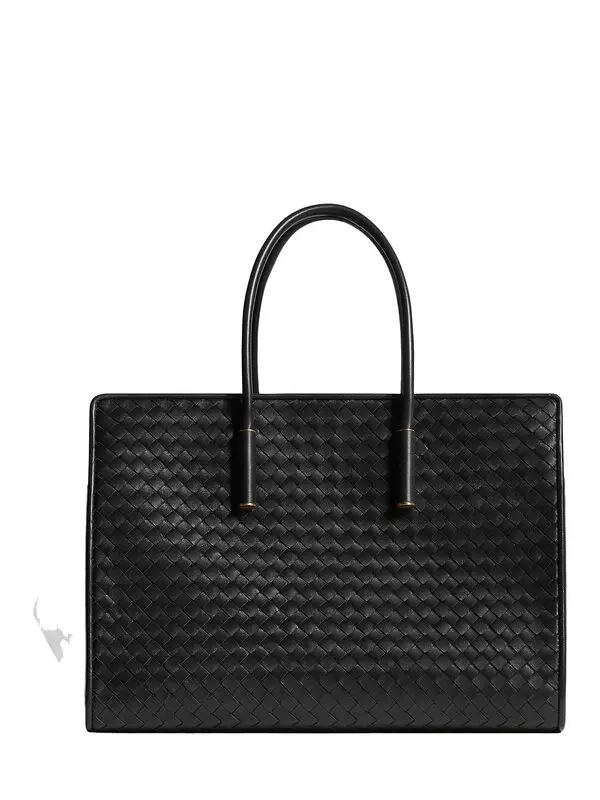Bottega Veneta Intrecciato Leather Tote Bag - Black