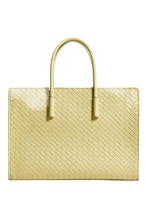BOTTEGA  VENETA Intrecciato Leather Tote Bag - Butter Yellow