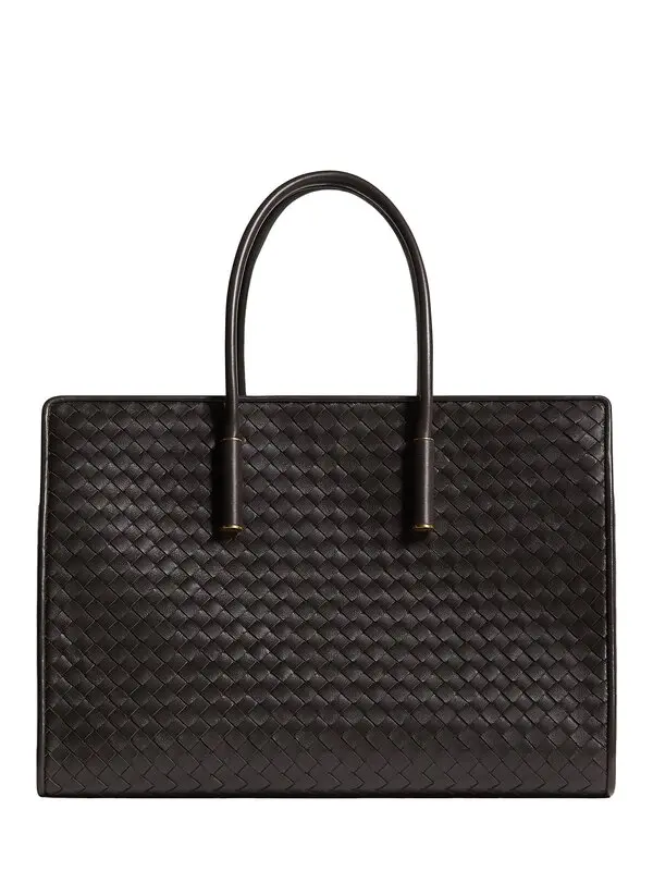 BOTTEGA  VENETA Intrecciato Leather Tote Bag - Espresso