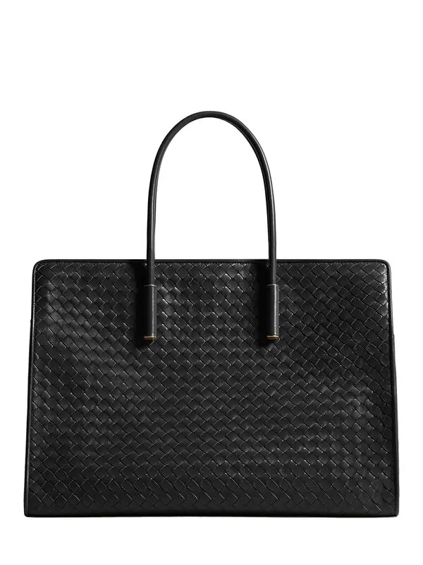 Bottega Veneta Large Intrecciato Leather Tote - Black